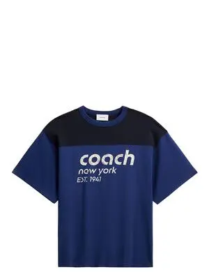 COACH Colorblocked T-shirt In Organic Cotton - Blue Multi