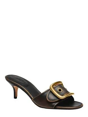 COACH Margot Sandal With Oversized Buckle In Loved Leather - Black