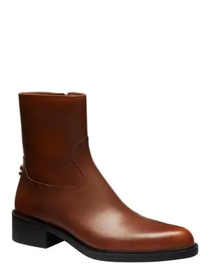 COACH Pointed Toe Bootie Shoes In Loved Leather - Saddle