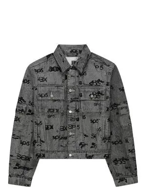 SP5DER Sex Aop Foil Trucker Jacket - Silver