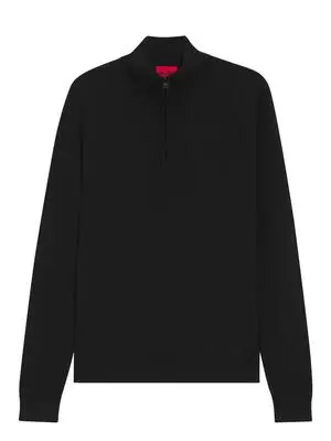 Hugo Merino Wool Quarter-zip Pullover - Black