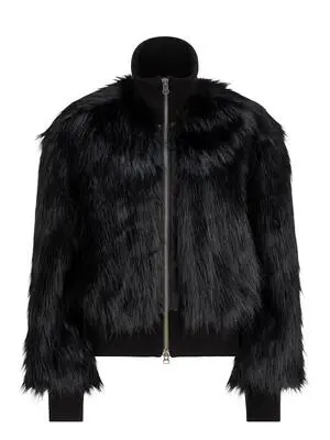 LOVE AND NOSTALGIA Fur Bomber Jacket - Black