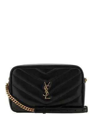 Saint Laurent Style Leather Loulou Crossbody Handbag - Black