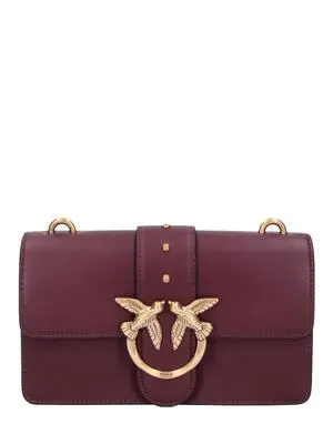 Pinko Leather Shoulder Bag With Bird Clasp - Red