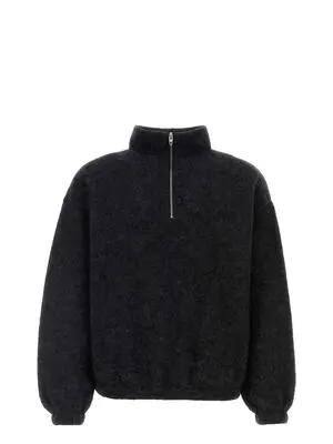 JIL SANDER Wool-blend Half Zip Sweatshirt - Black