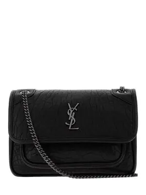 Saint Laurent SAINT LAURENT Niki Mini Leather Crossbody Handbag Black