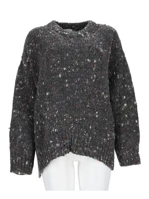 ALYSI Merino Wool & Silk Viscose Sweater - Charcoal