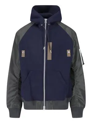 Sacai Hooded Zip Jacket - Blue