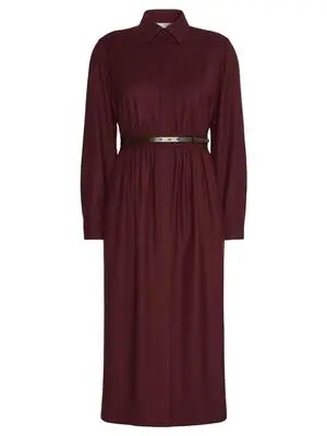 Max Mara Wool Flannel Shirt Dress - Wine-coloured