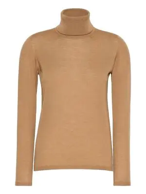Max Mara Wool Yarn Polo-neck Sweater - Camel