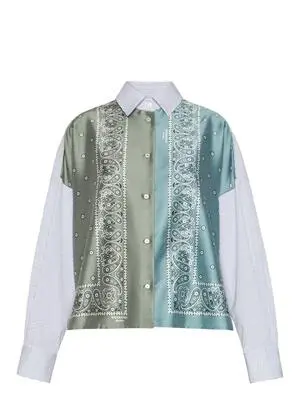 Max Mara Technical Twill And Cotton Poplin Shirt - Kaki