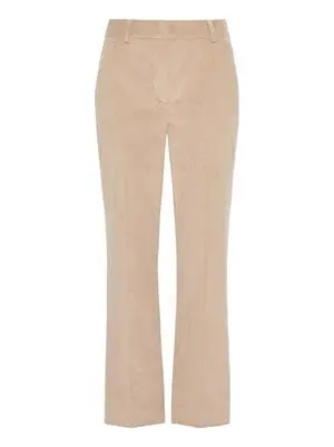 Max Mara Max Mara Cotton Velvet Cropped Trousers Sand