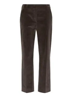 Max Mara Max Mara Cotton Needlecord Cropped Trousers Dark Brown