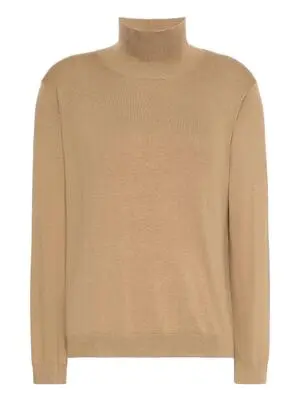 Max Mara Wool And Silk Knit Turtleneck Camel