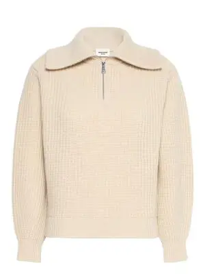 Max Mara Wool Zip-up Roll-neck Jumper - Ice