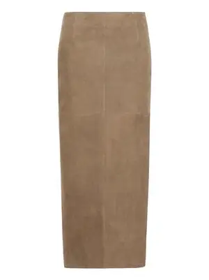 Max Mara Suede Midi Skirt - Kaki