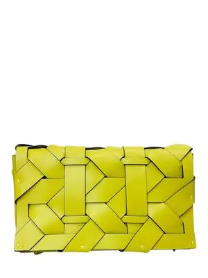 THE BAG ICON Zenobia Woven Clutch - Green