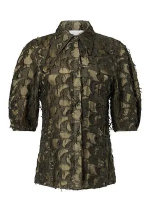 Gabriela Hearst Sansi Fringed Silk-blend Shirt - Olive