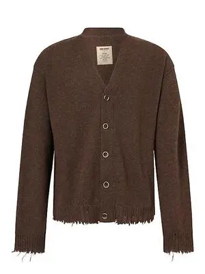 UMA WANG Cashmere Raw-edge Cardigan - Brown