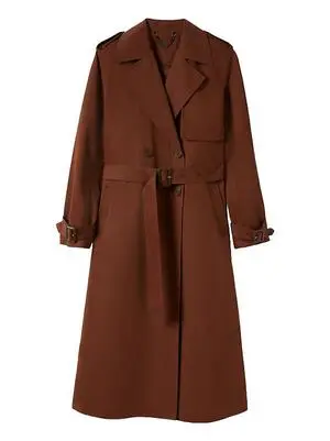 Whistles Valentina Double-breasted Cotton-blend Trench Coat - Brown