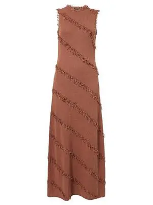 Rails Claudia Fringe-trim Cotton-blend Maxi Dress - Cinnamon