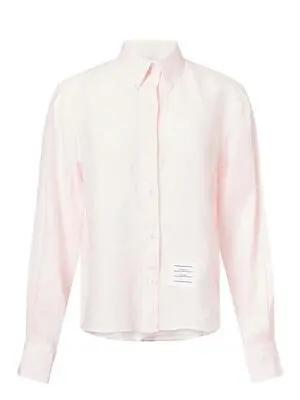 Thom Browne Relaxed-fit Classic-collar Linen Shirt - Lt Pink