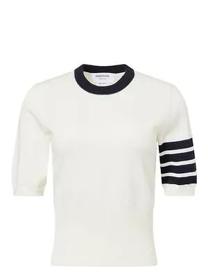 Thom Browne Thom Browne Hector Intarsia-Stripe Cotton-Knit Top White