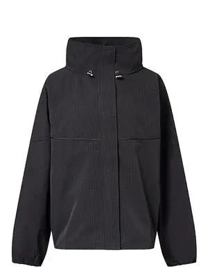 THE COUTURE CLUB Micro-check Funnel-neck Shell Jacket - Black
