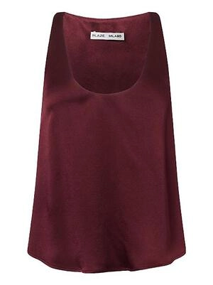 BLAZÉ MILANO Merens Scoop-neck Satin Vest Top - Wine