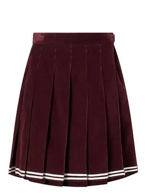 THOM BROWNE Thom Browne Contrast-Stripe Pleated Corduroy Cotton Skirt