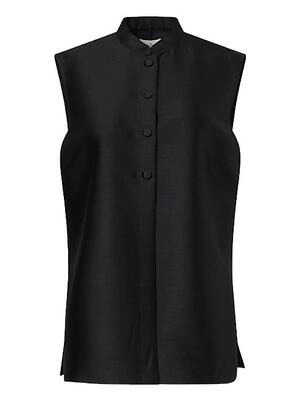 Le Kasha Wool-blend Sleeveless Stand-collar Shirt - Black