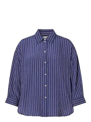 ME+EM Striped Relaxed-fit Crepe Shirt - Blue/white