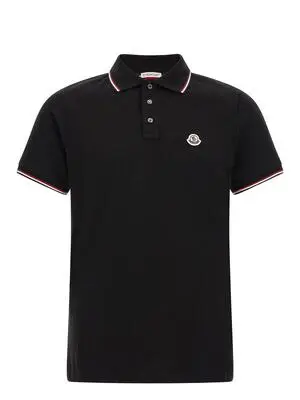 Moncler Tricolor Trim Polo Shirt - Black