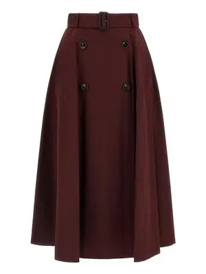 Burberry Gabardine Trench Coat Skirt - Bordeaux