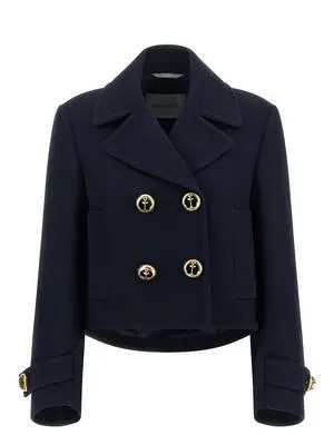 Balenciaga Short Structured Wool Caban - Blue