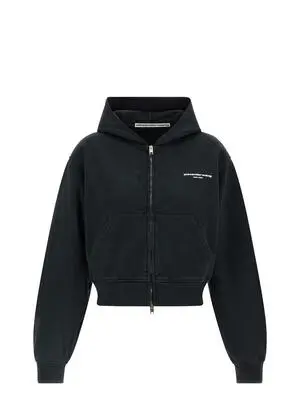 Alexander Wang Logo Print Zip-up Hoodie - Black