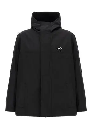 Balenciaga Techwear Windbreaker With Logo - Black