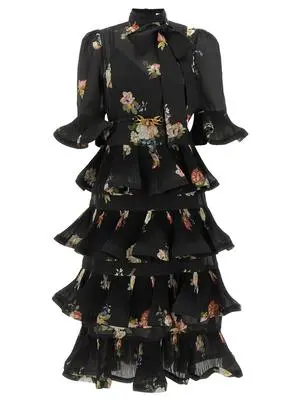 Zimmermann Pleated Sleeved Dress - Black