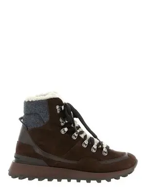 Brunello Cucinelli BRUNELLO CUCINELLI Lace-Up Ankle Boots With Hooks Brown