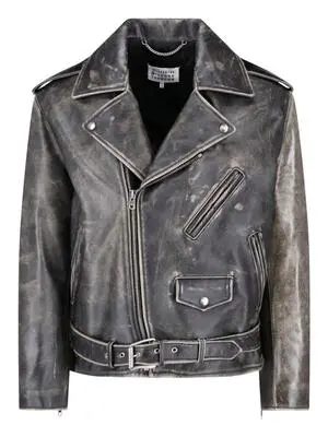 MAISON MARGIELA Leather Biker Jacket - Black