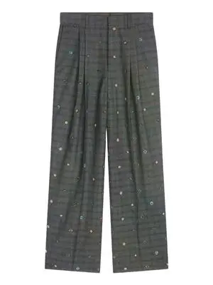 Dries Van Noten Embroidered Straight-leg Pants - Grey