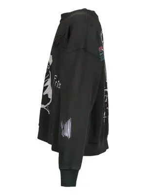 SONG FOR THE MUTE Distressed Graphic-print Sweatshirt - Black