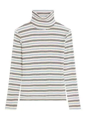 Dries Van Noten Ribbed Cotton Turtleneck T-shirt - Neutrals