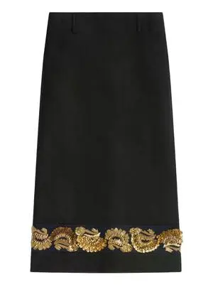 DRIES VAN NOTEN DRIES VAN NOTEN Long Embroidered Wool Skirt