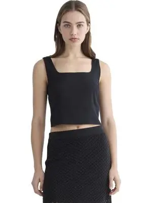 Everlane Stretch Linen Square Neck Tank Top - Black