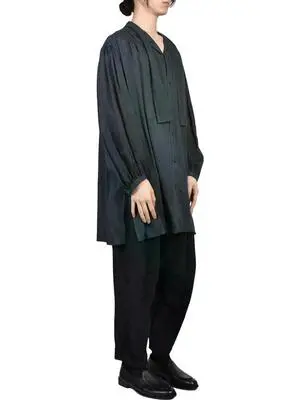 Yohji Yamamoto Washer-finish Gathered Shirt - Black