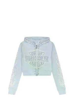 MURD333R.FM Crystal-embellished Zip-up Hoodie - Blue
