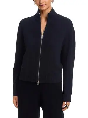 Aqua Brushed Cashmere Zip Front Sweater Exclusive - Black