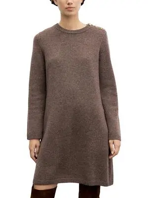 Gerard Darel Wool Shift Sweater Dress - Brown