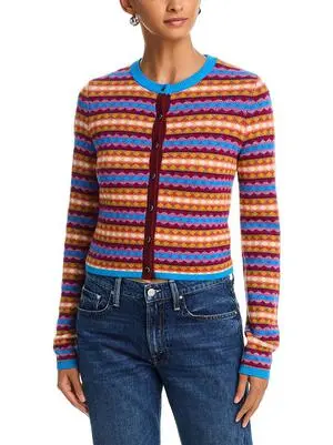 MOTHER The Lil Merino Wool Cardigan - Multi Stripe
